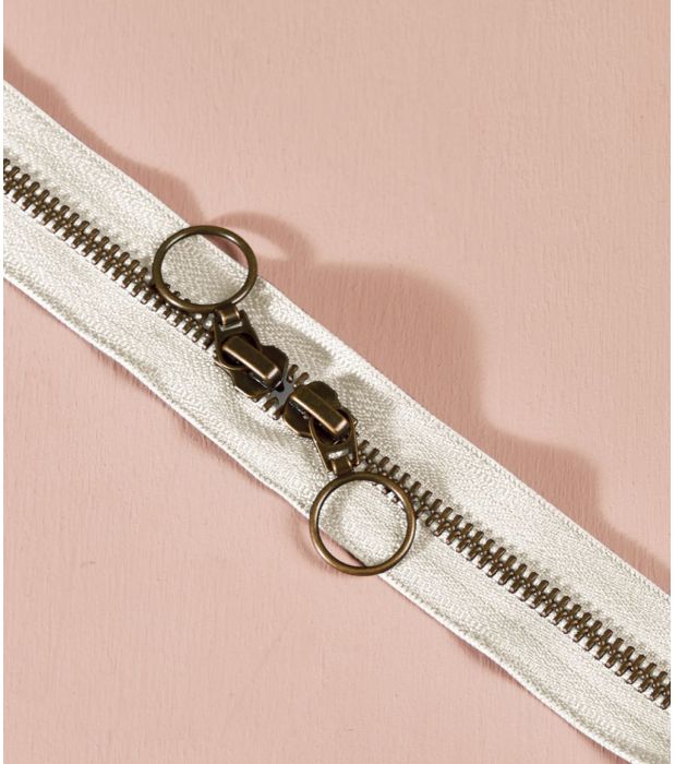 Zip double curseur Laiton - 60cm - Off White