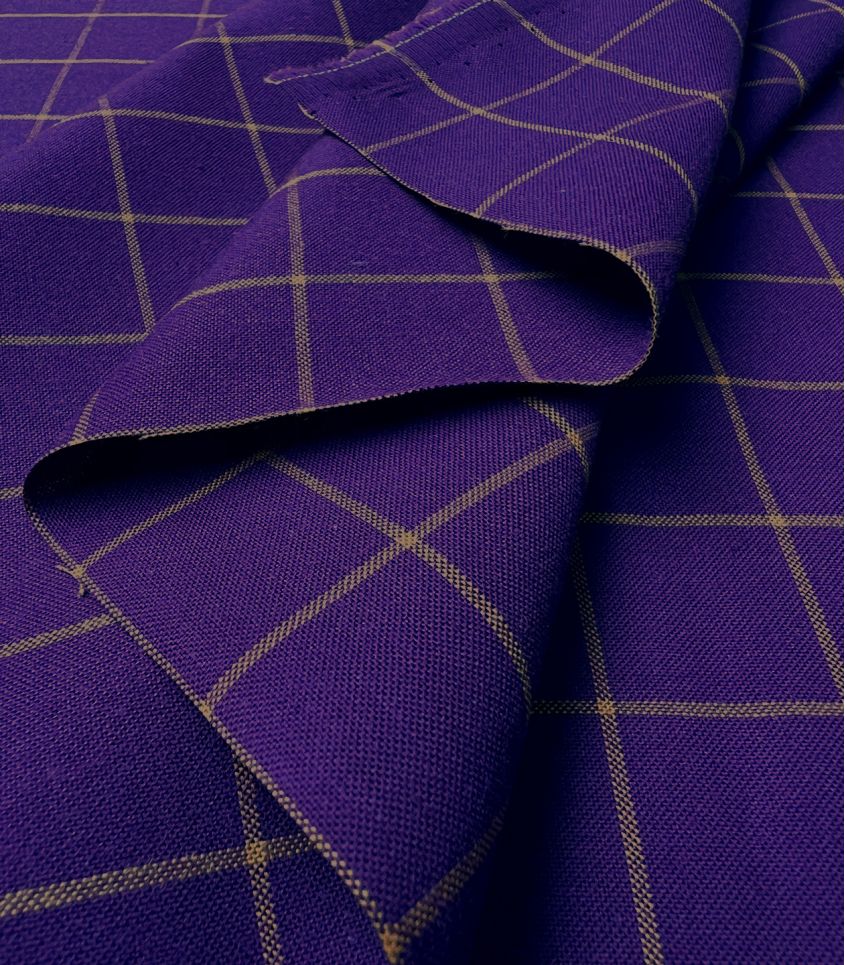 Tissu coton bio Grid - Plum / mustard