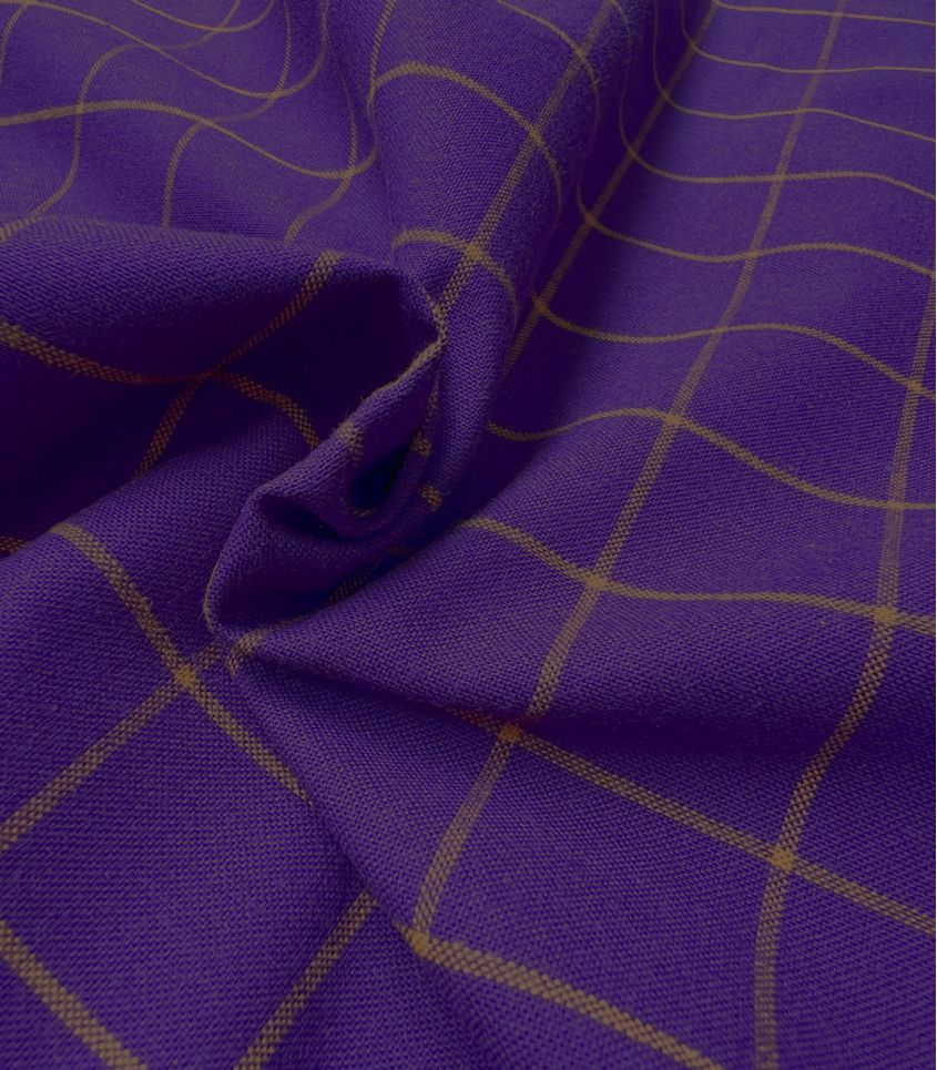 Tissu coton bio Grid - Plum / mustard