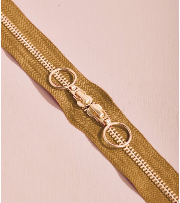Zip double curseur Gold - 40cm - Pecan Pie
