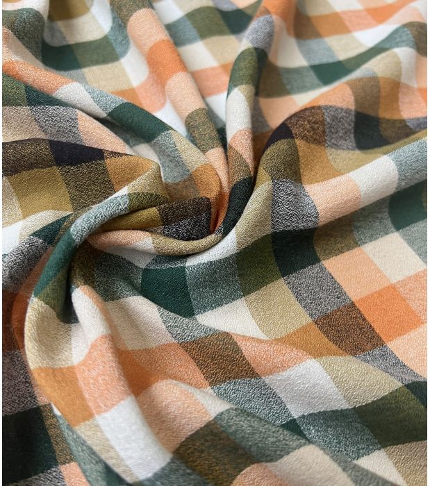 Tissu Crêpe - Carreaux d'automne