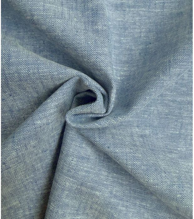 Tissu chambray lin coton - Bleu clair